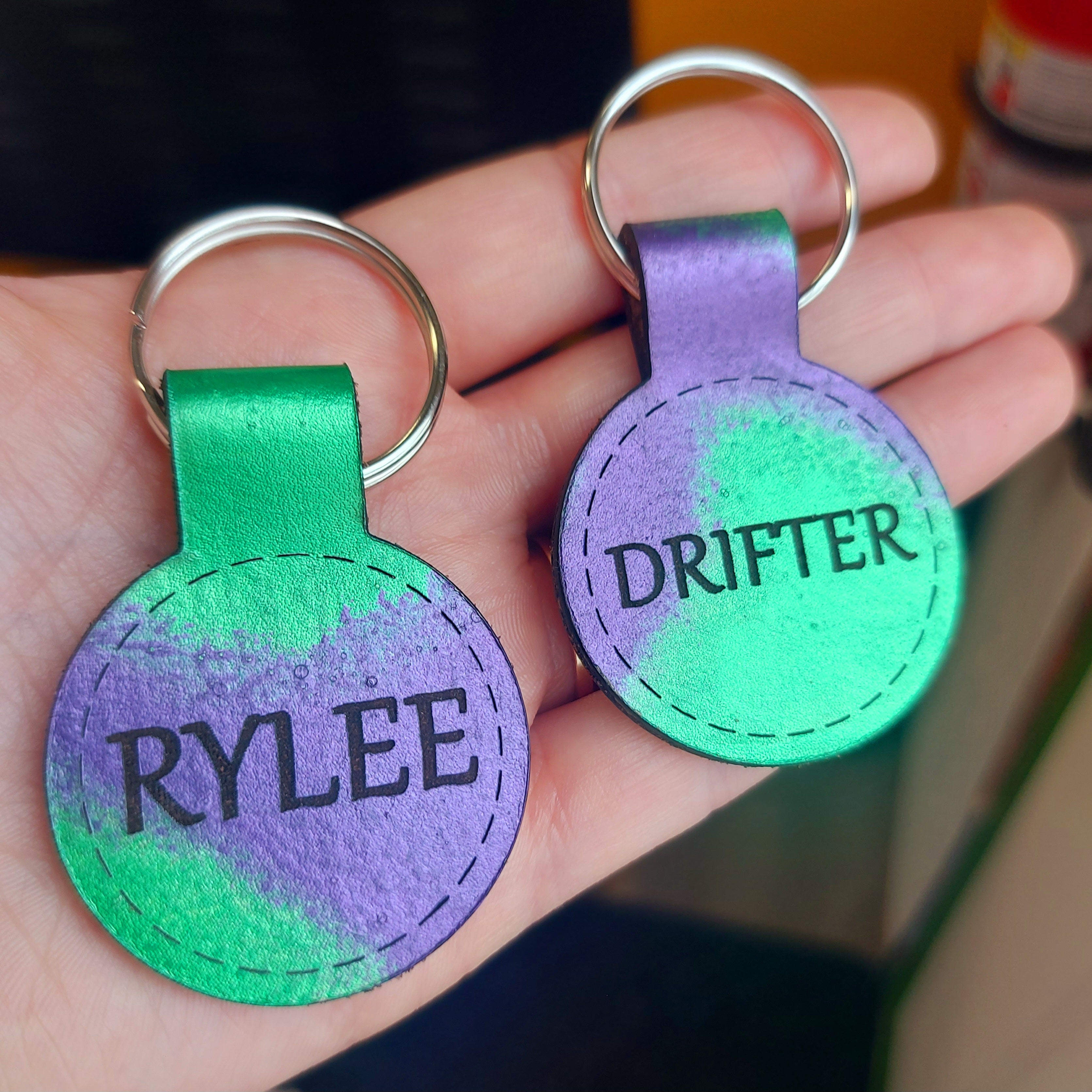 Leather Dog Tags - Round Shape - Quiet and Stylish - Painted – Drift ...